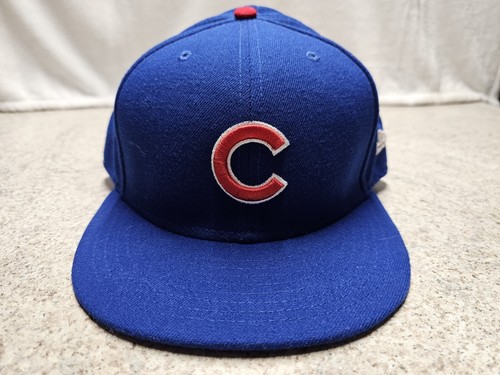 Chicago Cubs Embroidered Flat Brim Blue Ball Cap Fitted Size 8 | eBay