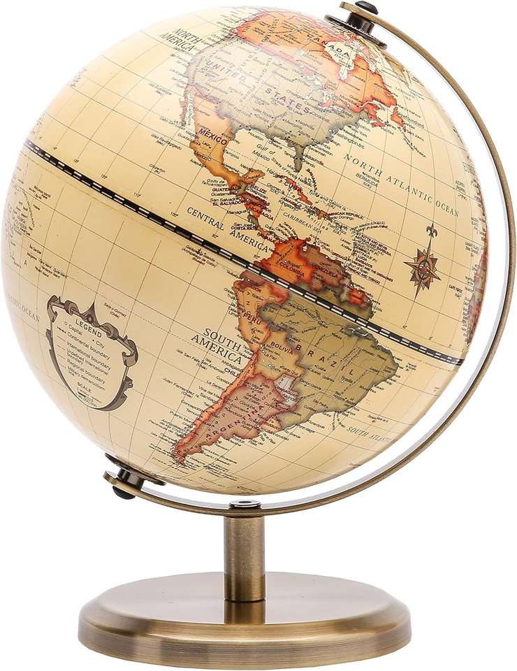 14Cm Antique Globe Mini World Globe - 14Cm Diametre Metal Arc and Base ...