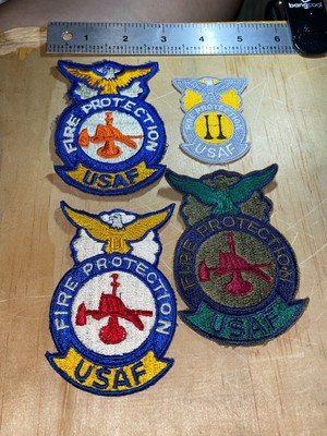 1950s-thru-1970s? 4-US AIR FORCE PATCHES-USAF FIRE PROTECTION-ORIGINAL ...
