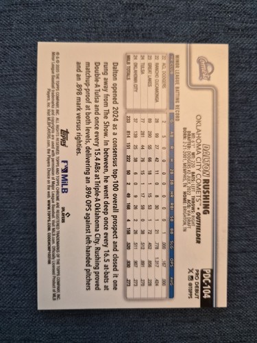 2025 Topps Pro Debut - Chrome Dalton Rushing #PDC-104 Blue Wave ...