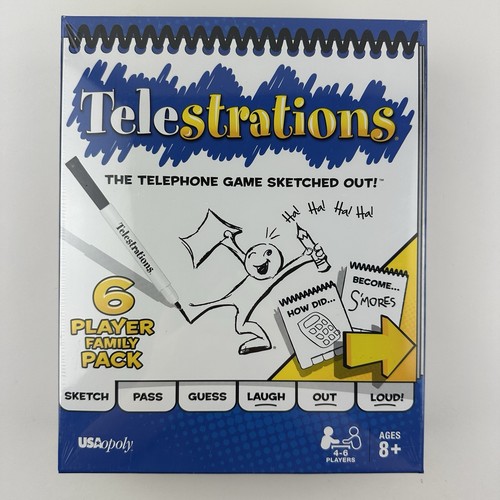 Telestrations The Telephone Game Sketched Out 6 Player Family Pack New ...