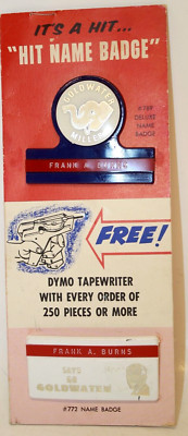Vintage Advertising Political Goldwater 1960 Election Name Tags New Old ...