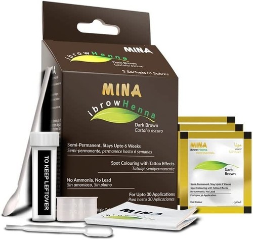 Brand New MINA Eyebrow Henna For Eyebrow Color And Tinting kit- Dark ...