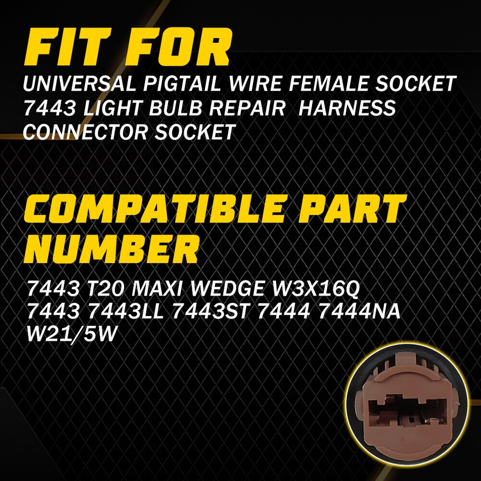 Pigtail Wire Female Socket 7443 Two Harness Brake Turn Signal Reverse ...