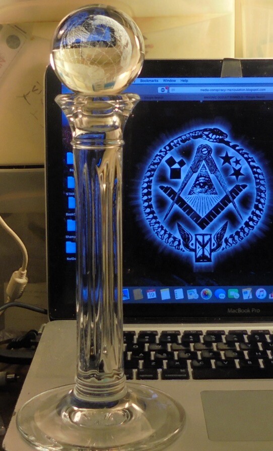 Masonic Crystal Column Alter Desk Globe World Earth Solomon Temple ...