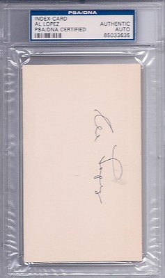 Al Lopez HOF (d.2005) PSA/DNA Certified Autograph Index Card Authentic ...