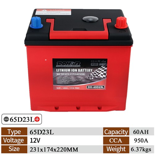 Starting Battery 65D23L 12V 60Ah 950CCA Lithium-Iron Battery LiFePO4 ...