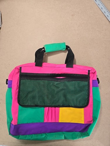 Vintage Retro 80's 90's Colorblock Bag Tote School Ipad Tablet Laptop ...
