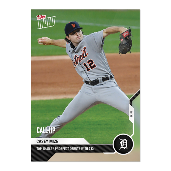 Casey Mize - MLB TOPPS NOW Card 127 - Print Run: 2341 2020 base top 10 ...