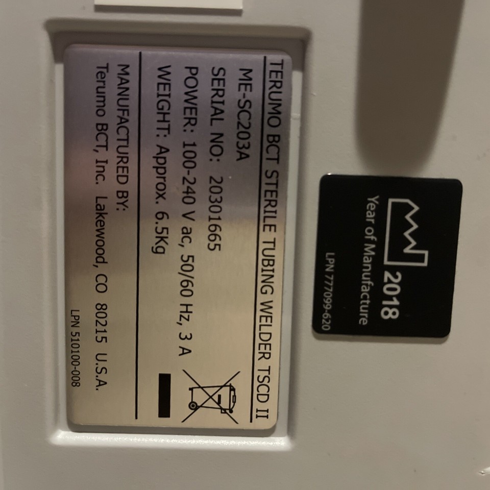 Terumo BCT Sterile Tubing Welder | TSCD II | ME-SC203A | Tested ...