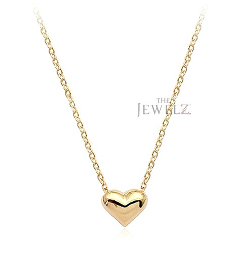 14K Solid Gold 2.75 Gms. Heart Charm Pendant Necklace - The Jewelz | eBay