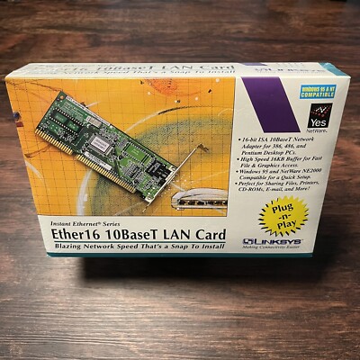 10BaseT ISA Network Card Linksys XTIDE Compatible 28-Pin EEPROM Socket ...