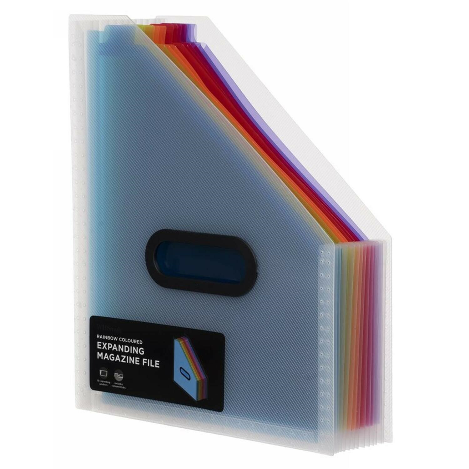 WHSmith+Rainbow+Coloured+Plastic+Expanding+A4+Magazine+File+With+13 ...