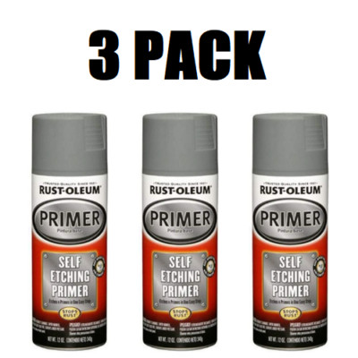 Rustoleum Self Etching Primer (3 - Spray Cans) 12 oz Formula Stops Rust ...