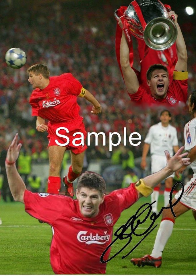 Signed Steven Gerrard Liverpool Istanbul Collage Autographed Photo ...