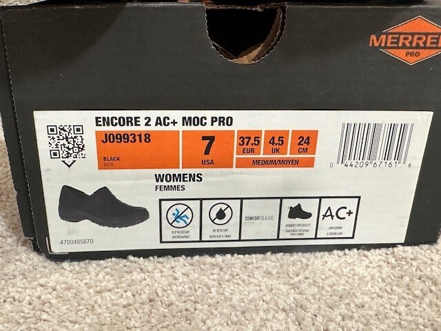 MERRELL Encore 2 AC+ Pro J099318 Womens Soft Toe Slip Resistant Shoe ...