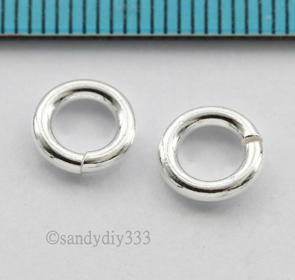 4x STERLING SILVER PLAIN ROUND OPEN HEAVY JUMP RINGS 8mm 1.6mm 14GA ...