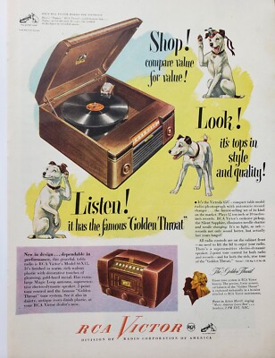 RCA Victrola 65U Ephemera 1947 Golden Throat Wall Art Decor Radio ...