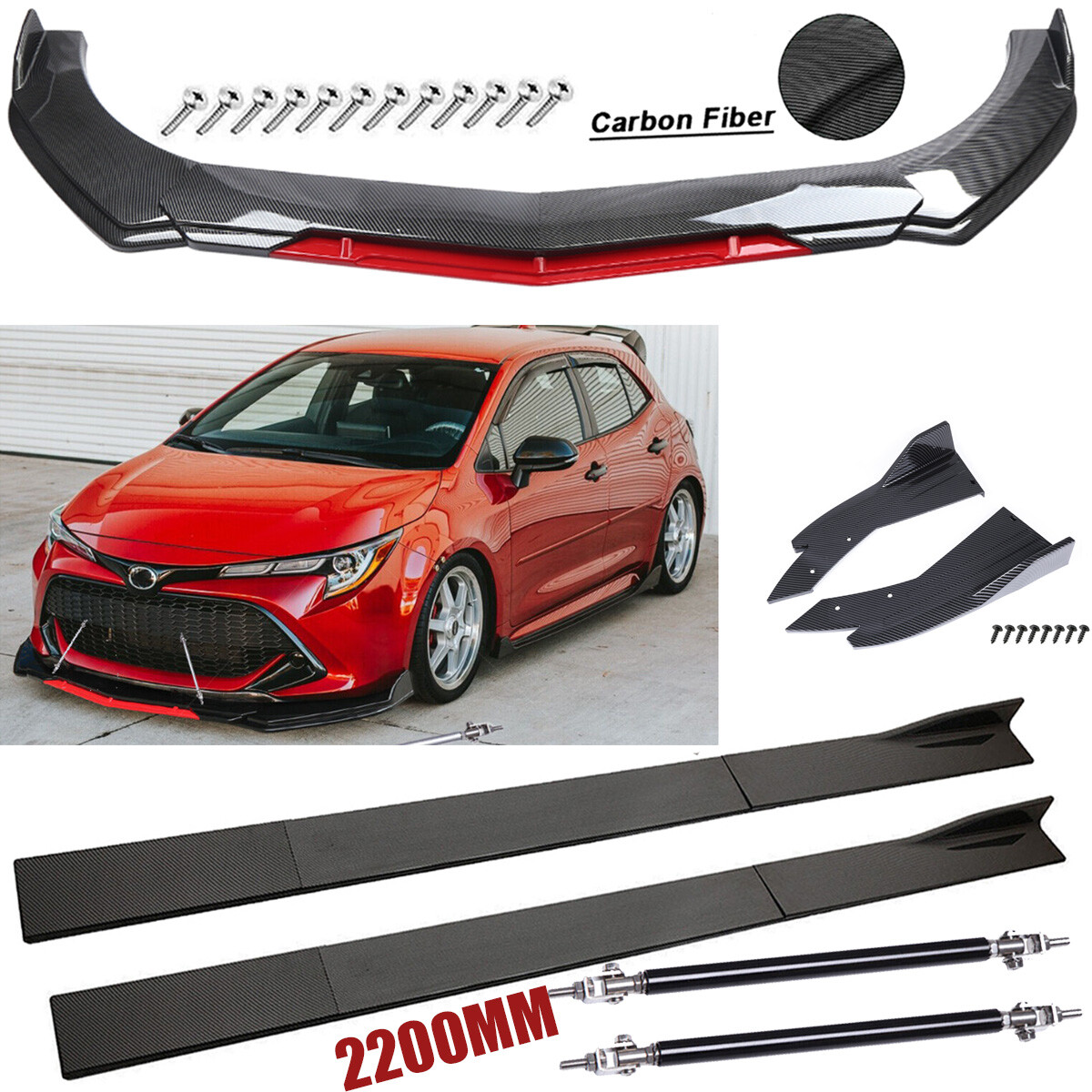 Front Bumper Lip Rear Splitter Spoiler For Toyota Corolla Side Skirt ...
