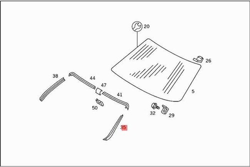 Genuine Mercedes W126 Sedan Garnish moulding Windshield lateral ...