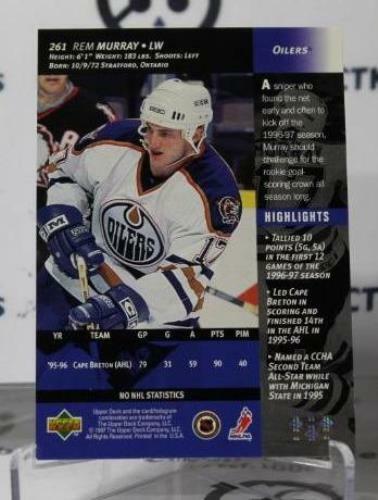 REM MURRAY # 261 UPPER DECK ROOKIE 1996-97 EDMONTON OILERS NHL HOCKEY ...
