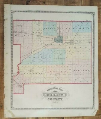 ANTIQUE Map 1875 - SECTIONAL MAP OF ST.JOSEPH COUNTY, INDIANA ...