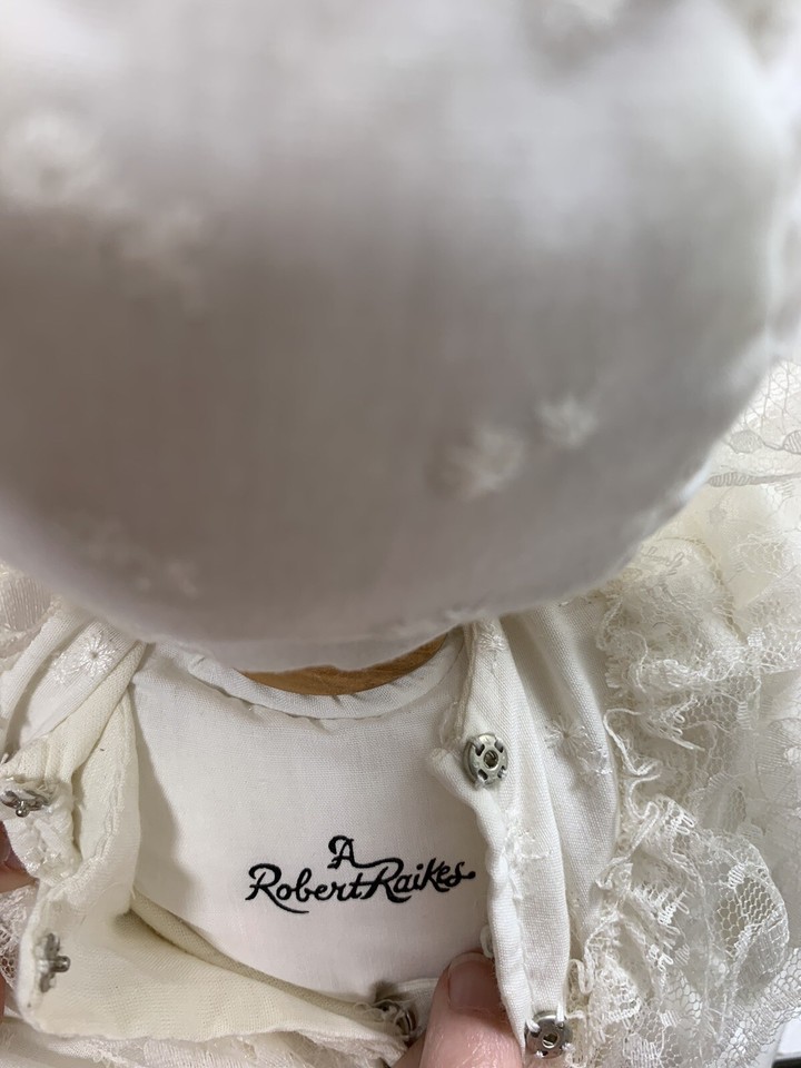 Roberts Raikes Baby Juliet Doll Hand Carved Wood With Wicker Basket W ...