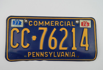 Vintage 1970's Pennsylvania Commercial license plate CC-76214 Very good ...