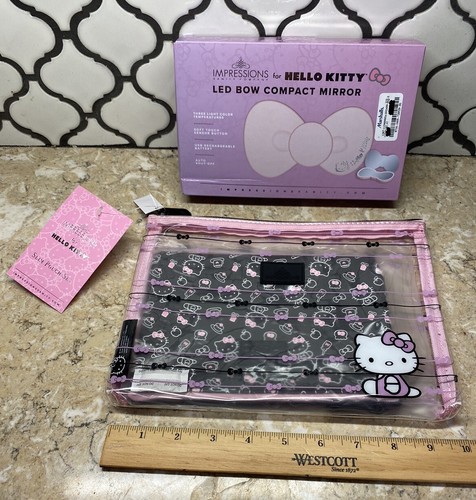 IMPRESSIONS Hello Kitty LED Bow Compact Mirror & 2 Pc. Slim Pouch Set ...