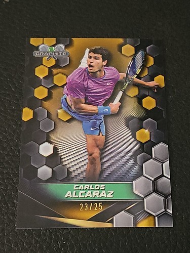 CARLOS ALCARAZ 2024 TOPPS GRAPHITE CHROME TENNIS #1 GOLD REFRACTOR #23/ ...