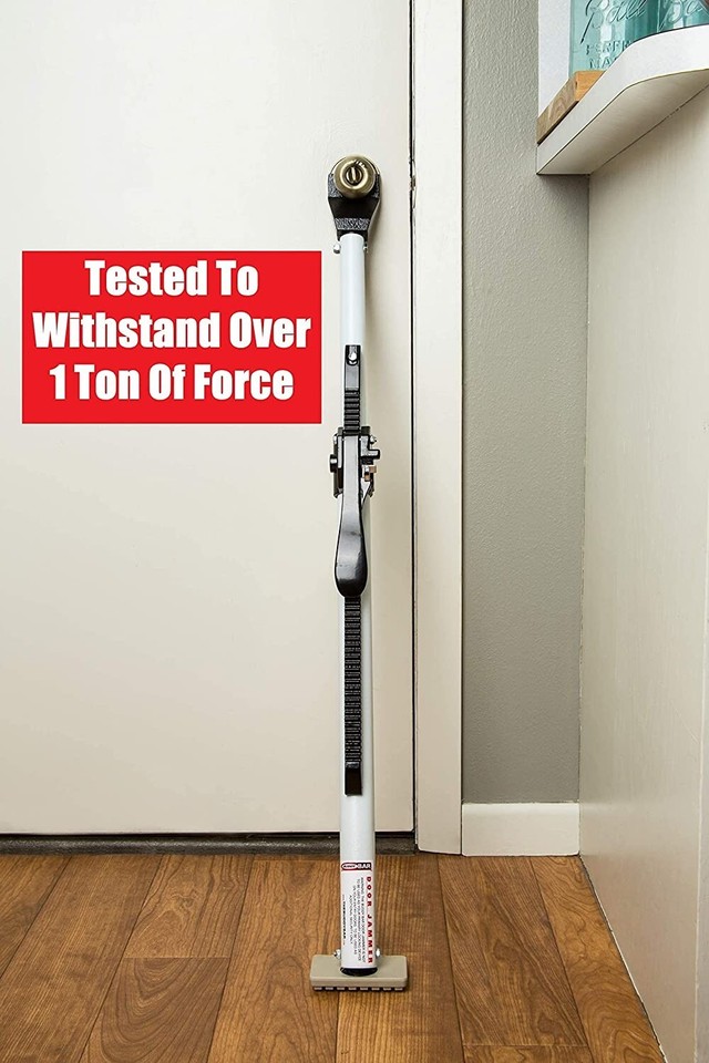 Heavy Duty Adjustable Door Jammer Stopper Door Knob Security Bar Home ...