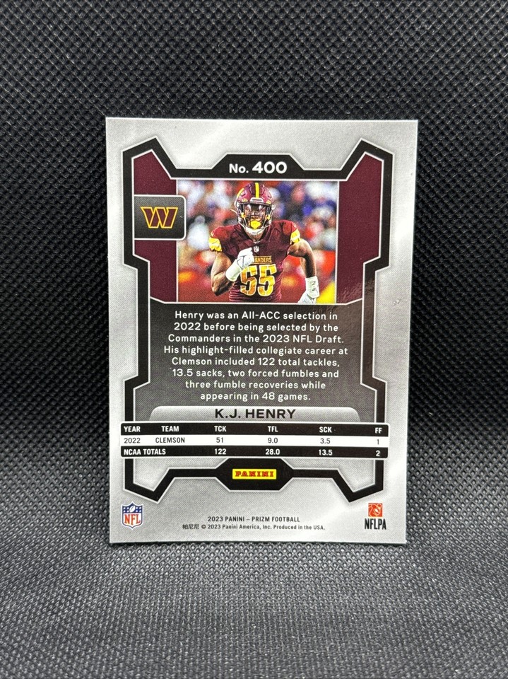 KJ Henry ROOKIE CARD 2023 Panini Prizm #400 Washington Commanders ...