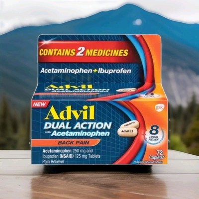 Advil Dual Action With Acetaminophen Back Pain 72 Caplets New In Box | eBay