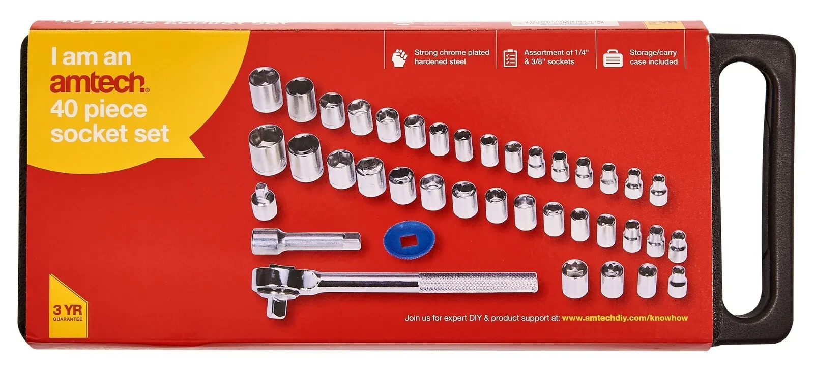 40 Pc Socket Set 3/8" & 1/4" Drive Sae & Metric Sockets Reversible ...