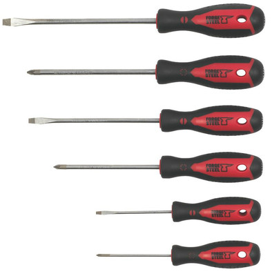 Forge Steel Screwdriver Set 6 Pieces - 3 x Slotted, 3 x Pozi - Magnetic ...