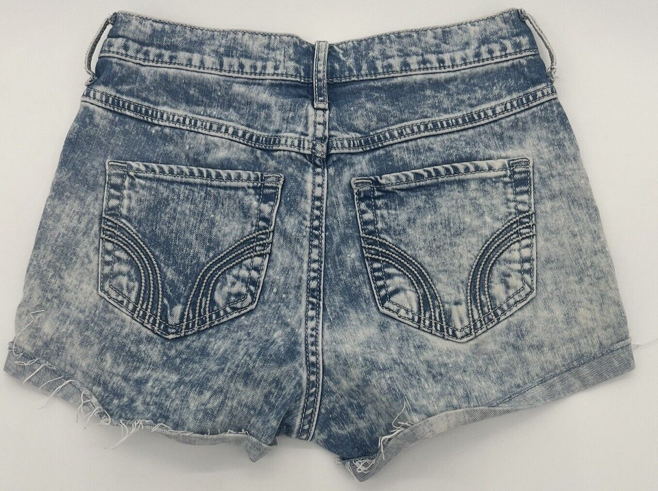 Hollister Jean Shorts Cut Off Acid Wash Button Fly Retro Western 80s ...