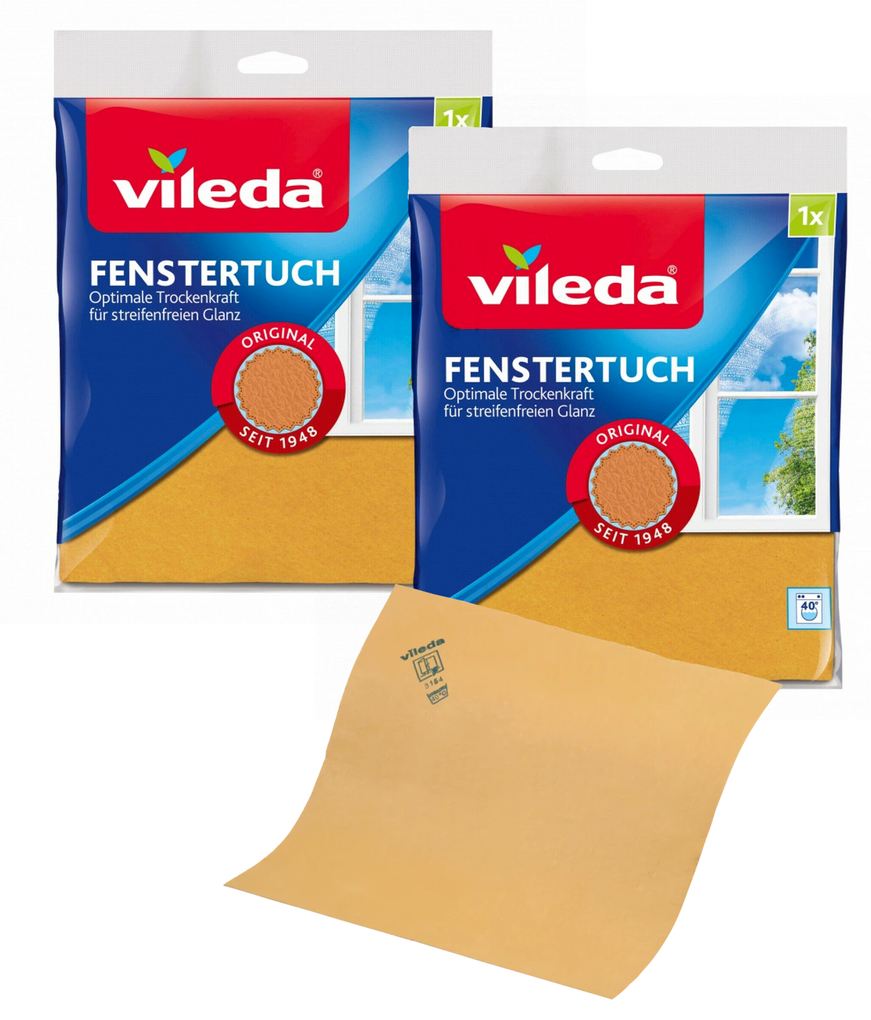 2x Vileda Microfibre Cloth Window Glass Microfibre 2 Pieces Streak Free ...