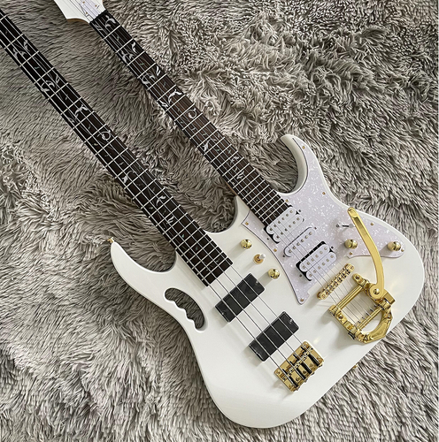 Custom JEM 7V Double Neck Electric Guitar Bass White 4+6 Strings Free ...
