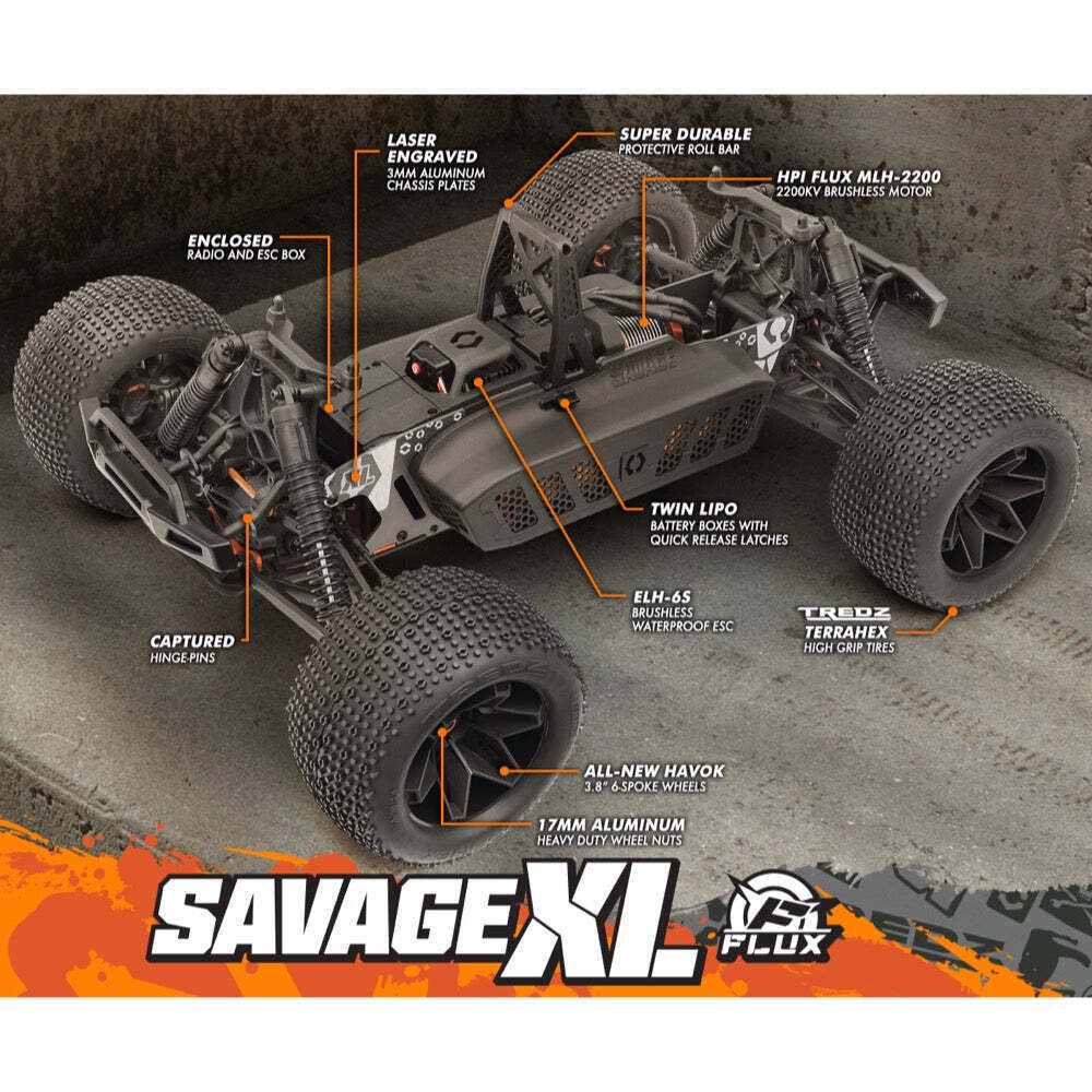 HPI 1/8 Savage XL Flux V2 4WD Brushless Monster Truck [160103] | eBay