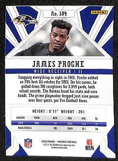 2020 Panini Phoenix James Proche #184 Rookie RC Ravens Football Card | eBay