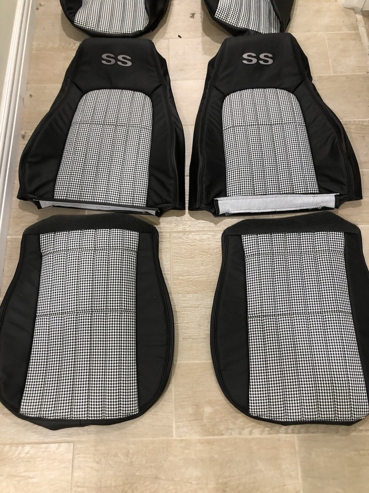 1997-2002 Camaro SS seat Covers In Ebony Black W/Hundstooth W/SS LOGOS ...
