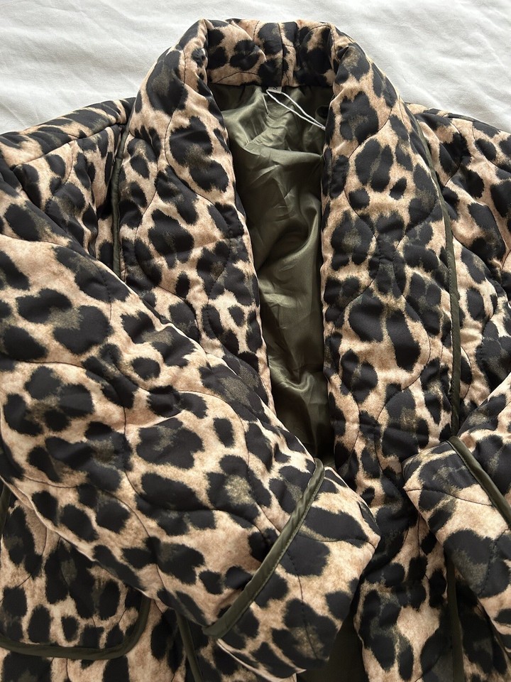 Women’s Animal Leopard Print Quilted Jacket Spring | eBay