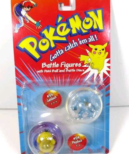 Psyduck and Golduck 1999 Hasbro Pokémon Battle Figures w/ Ball & Discs ...
