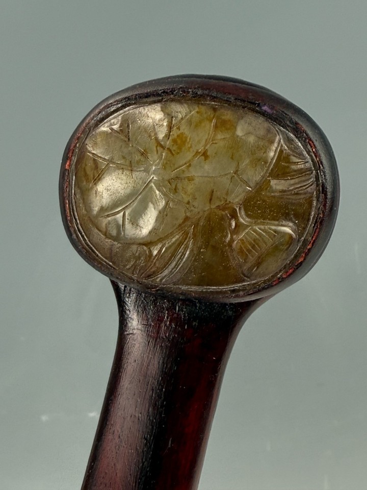 Chinese Wood Ruyi with celadon jade carved Scepter Rod | eBay