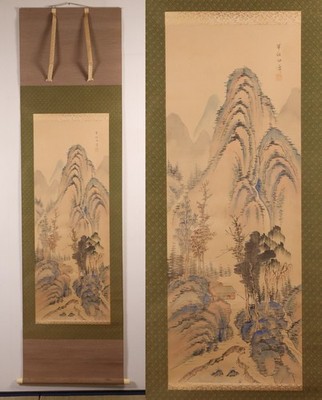 Japanese Hanging Scroll Hand Painted 'Landscape' KAKEJIKU Edo Era By ...