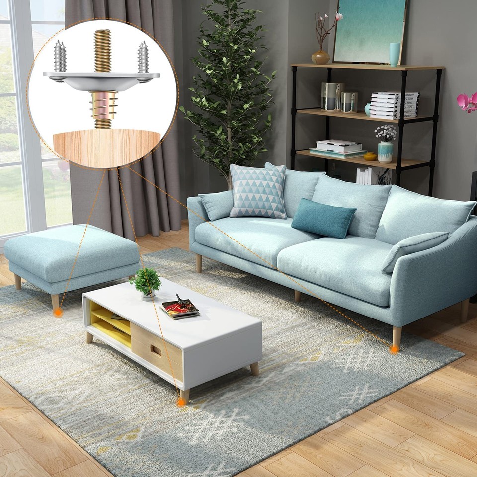 Leg Mounting Plates 4 Sets Furniture Leg Attachment Plates 5/16"M8 ...