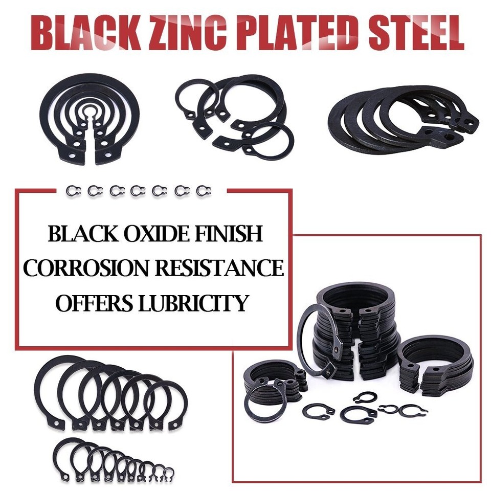 300-Pcs Alloy Steel Snap Retaining Clip Ring Set - 15 Sizes for ...