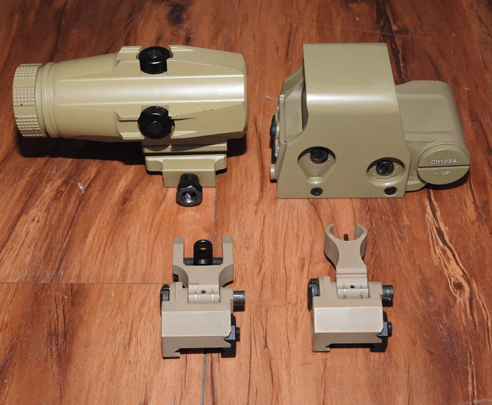 Eotech Reflex Holographic Style Sight & 3X Magnifier w/ Flip Up Sights ...