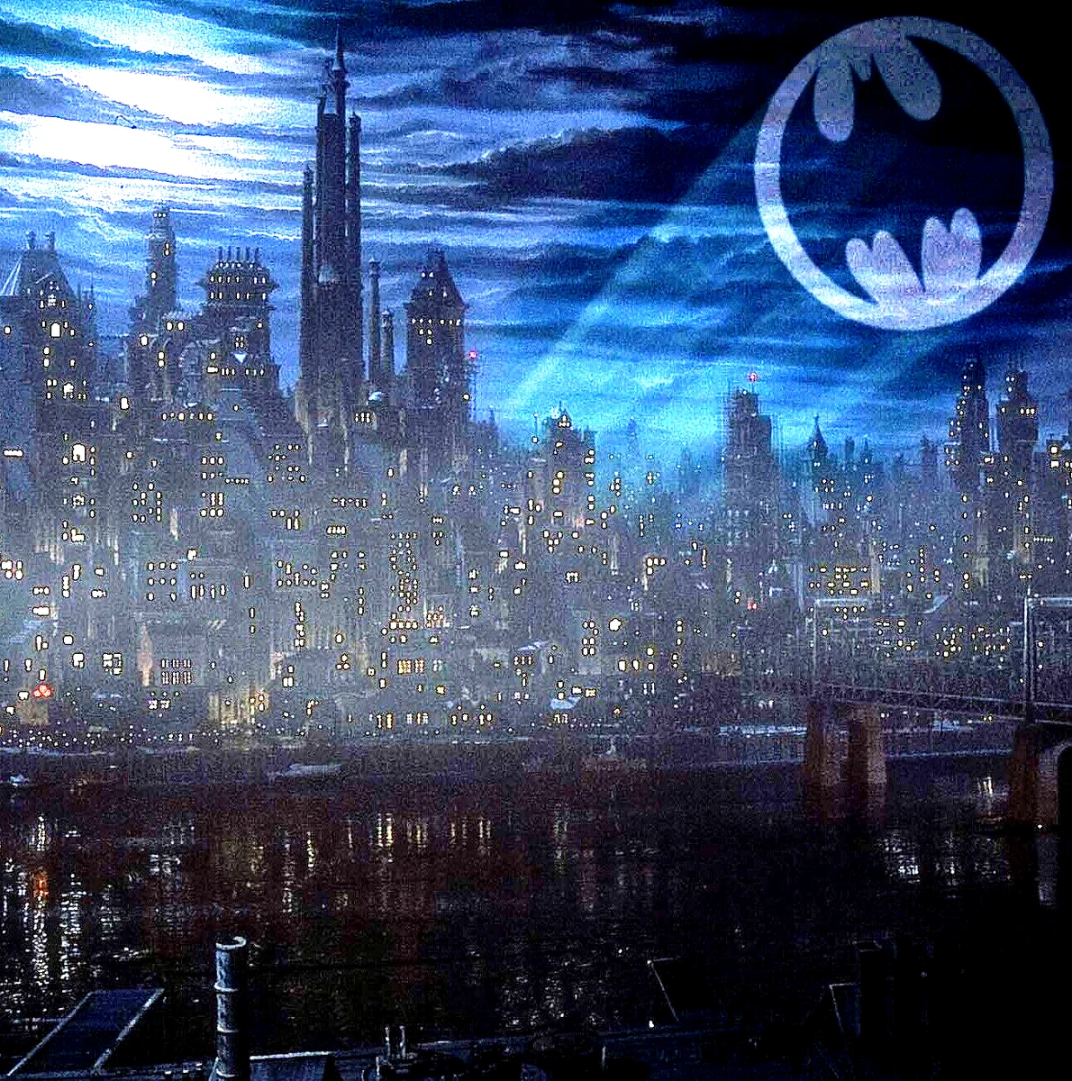 Gotham City Skyline Bat Signal