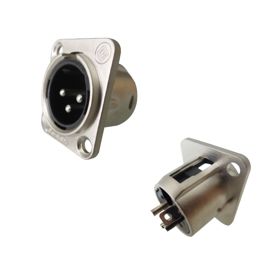 10 pack XLR 3Pin male panel mount chassis, Fine nickel plated housing ...